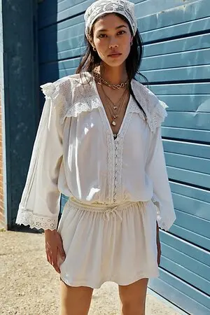 Free People Happy All The Time Mini Dress - Clean Ivory