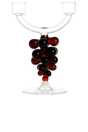 MAISON BALZAC Bordeaux Double Candle Holder In Orange - Clear & Amber