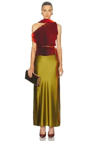 LAQUAN SMITH Asymmetrical Sleeve Scarf Top