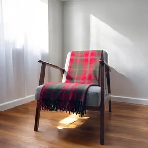 LOOM & COVE Maple 100% Recycled Wool Tartan Knee Blanket - Red