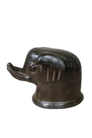 Botanical Boys Makonde Mangbetu Elephant Head Sculpture Two Three Four Two - Brown