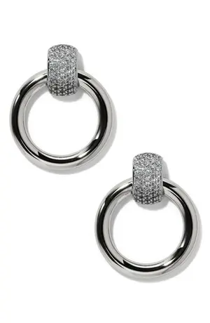 Nadri Gemini Door Knocker Hoop Earrings - Rhodium