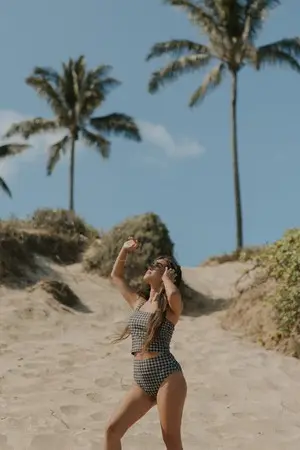 Geode Swimwear Bristol Tankini Top Houndstooth One Shoulder