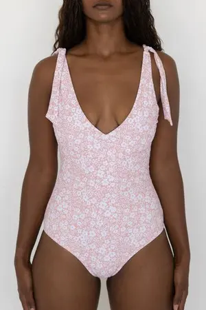 Geode Swimwear Blush Floral One Piece Swimsuit - Pink