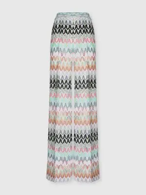 Missoni Wide-leg Trousers In Viscose And Cotton Lamé Lace Motif - Multicoloured