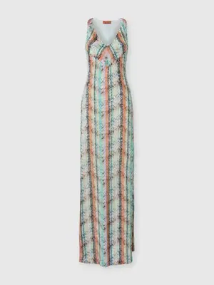 Missoni Sleeveless Long Dress In Viscose Lamé Blend With Multi-technique Knit - Multicoloured