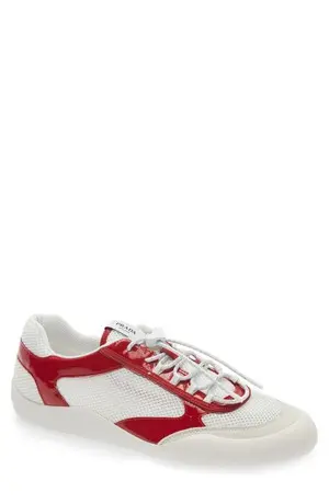 Prada Prada Speedrock Mixed Media Sneakers Rosso