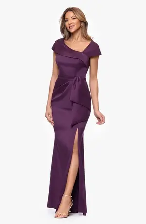 XSCAPE EVENINGS Asymmetric Neck Stretch Mikado Gown