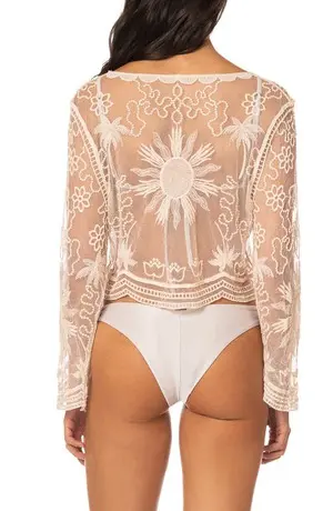 MAAJI Sunroot Suneny Sheer Embroidered Cover-up Top