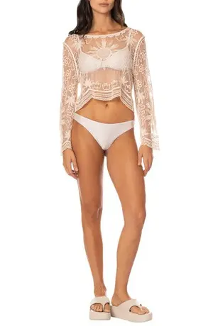 MAAJI Sunroot Suneny Sheer Embroidered Cover-up Top