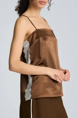 KENNETH COLE Lace Trim Satin Camisole
