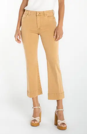 LIVERPOOL Hannah Crop Flare Jeans - Straw