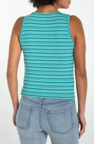 LIVERPOOL Twist Front Striped Knit Tank