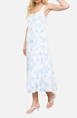 BLU PEPPER Sleeveless Eyelet Floral Maxi Dress - Blue