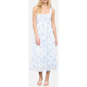 BLU PEPPER Sleeveless Eyelet Floral Maxi Dress - Blue