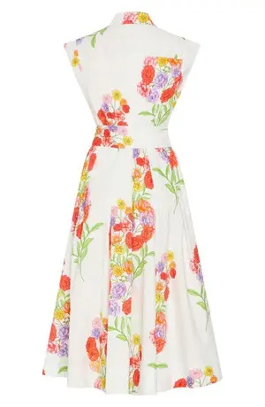 MILLY Jules Paris Bouquet Belted Midi Dress