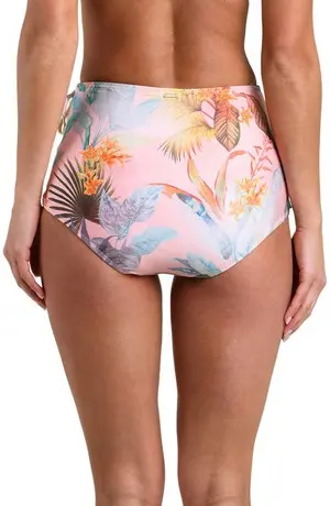 L'Agence Colorful Palm Linda Skirted Bikini Bottoms - Pink Multi