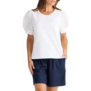 BRAVE+TRUE Abigail Puff Sleeve T-shirt - White