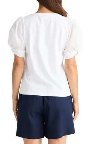 BRAVE+TRUE Abigail Puff Sleeve T-shirt - White