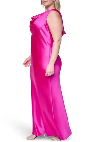 Eliza J Sleeveless Cowl Neck Satin Gown