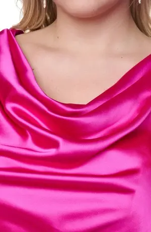 Eliza J Sleeveless Cowl Neck Satin Gown