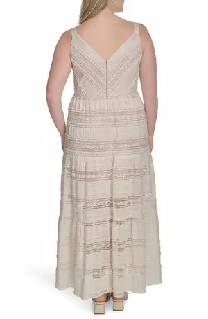Eliza J Lace Detail Tiered Maxi Dress