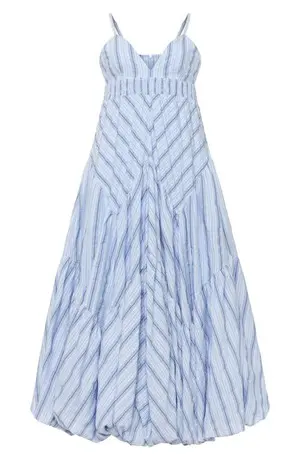 Cinq À Sept Evory Stripe Bubble Hem Cotton Blend Sundress