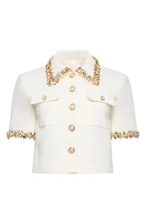 Cinq À Sept Aanya Sunflare Embellished Jacket - Ivory/champagne