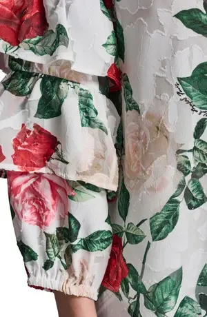 Karl Lagerfeld Paris Rose Print Ruffle Top