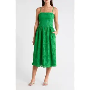 SUGARLIPS SUGARLIPS Selry Eyelet Palm Midi Sundress