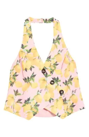 SUGARLIPS Halter Vest With Lemon Print