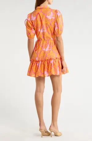 SUGARLIPS Jaidy Floral Cotton Shirtdress - Orange-pinks-multi
