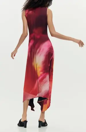Desigual Sleeveless Floral Print Dress With Handkerchief Hem