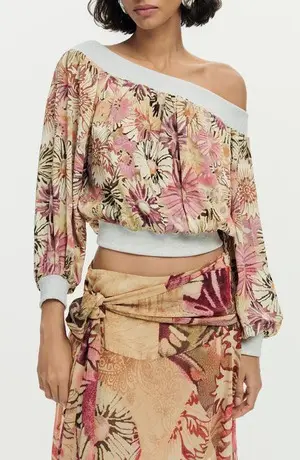 Desigual Off-the-shoulder Floral Print Top