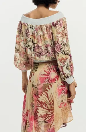 Desigual Off-the-shoulder Floral Print Top