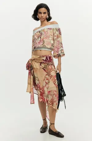 Desigual Off-the-shoulder Floral Print Top