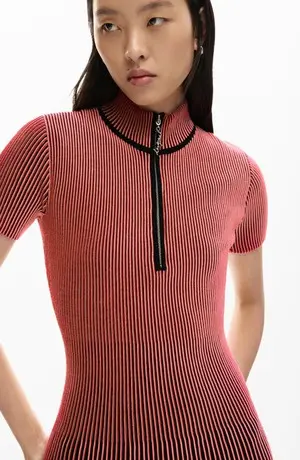 Desigual Stripe Mini Dress - Red