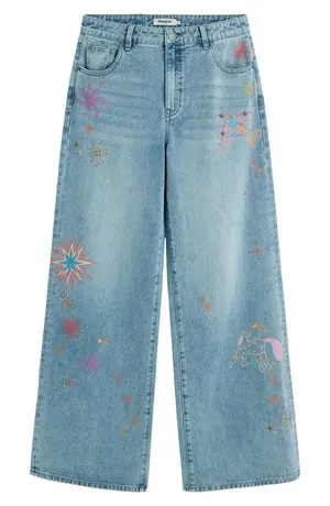 Desigual Embellished Wide Leg Jeans