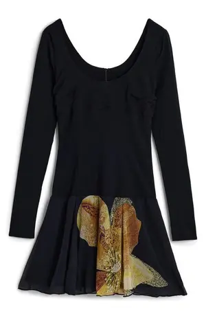 Desigual Floral Motif Long Sleeve Minidress