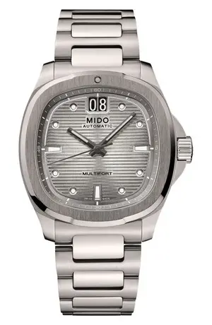 MIDO Multifort Tv Big Date Automatic Stainless Steel Bracelet Watch - Grey