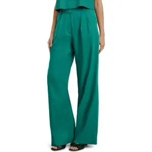 FAVORITE DAUGHTER The Favorite Pant Pleated Wide Leg Trousers - Emerald