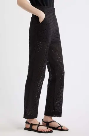 Theory Eyelet Embroidered Cotton Pants