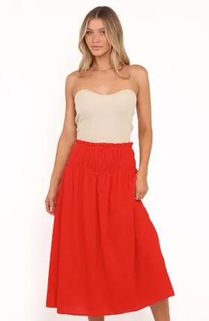 PETAL & PUP Mattea Smock Waist Cotton Gauze Maxi Skirt