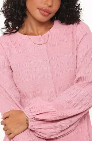 PETAL & PUP Amaya Smock Detail Long Sleeve Minidress