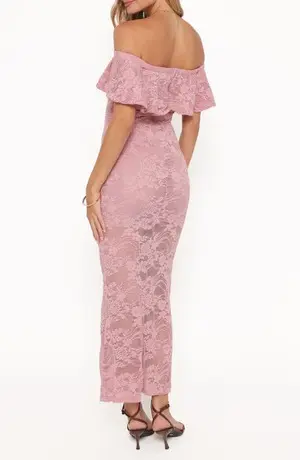 PETAL & PUP Off-the-shoulder Lace Maxi Dress