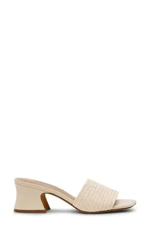 Steve Madden Frolic Slide Sandal With Sculptural Block Heel - Nat Raffia
