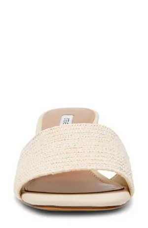 Steve Madden Frolic Slide Sandal With Sculptural Block Heel - Nat Raffia