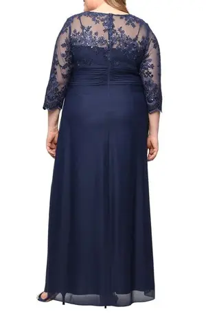 Alex Evenings Sequined Embroidered Chiffon Gown