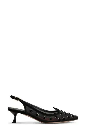 ROGER VIVIER Polka Dot Mesh Slingback Pumps - Nero