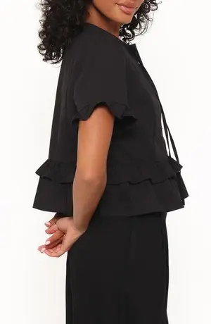 PETAL & PUP Sorcha Button-up Peplum Top With Ruffle Trim